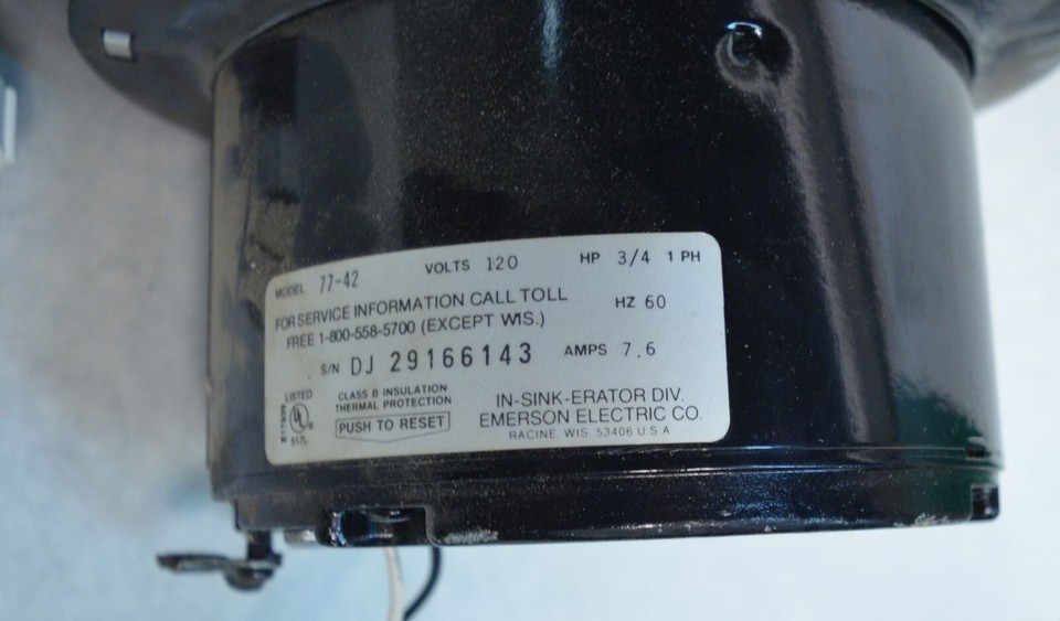 Emerson Model 77-42 InSinkErator Garbage Disposal *Parts/Repair* | eBay