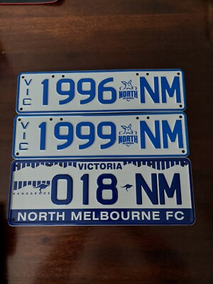 Victorian Custom Number Plates AFL North Melbourne Kangaroos 1996+1999 ...