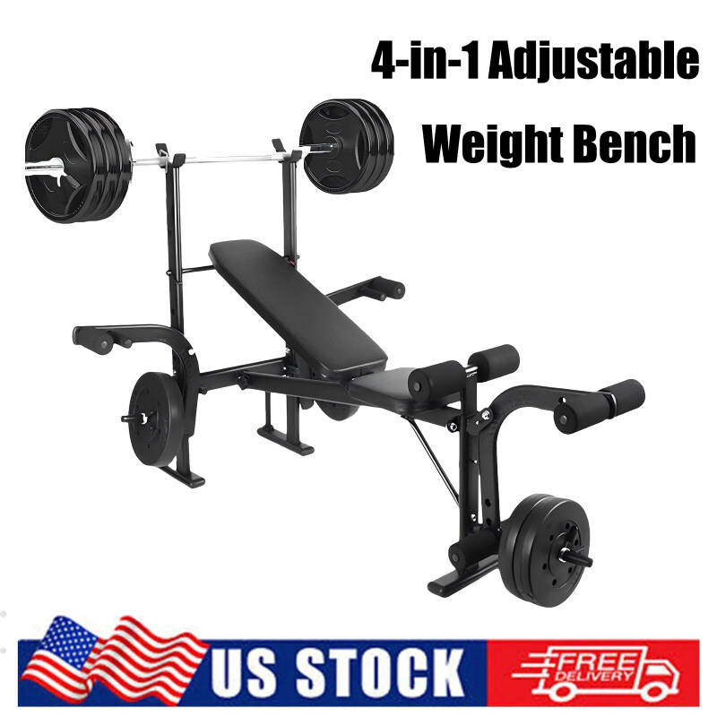 800LBS 4 in 1 Adjustable Weight Bench, Folding Workout Bench Set w ...