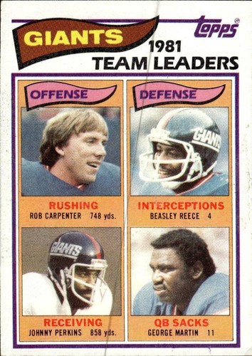 1981 GIANTS TEAM LEADERS 1982 Topps Football #415 BUY ANY 2 ITEMS FOR ...
