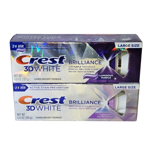 2 Crest 3D White Toothpaste Vibrant Peppermint & Luminous Purple 4.6Oz ...