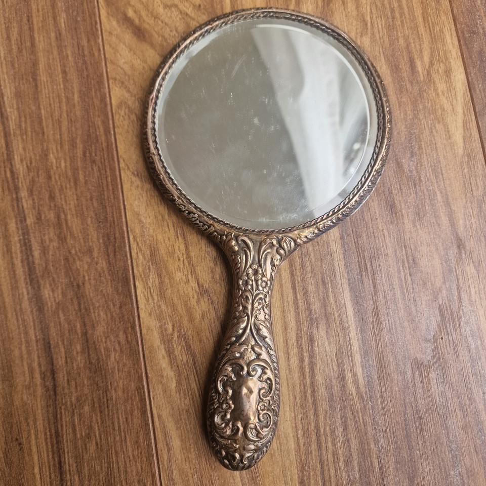 Antique Sterling Silver Hand Mirror Cherub Angel Henry Dimes 1904 ...