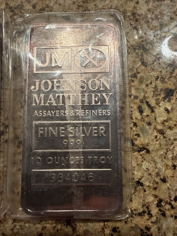 2-10 Oz Johnson Matthey Silver Bars **** TONED***Consecutive serial ...