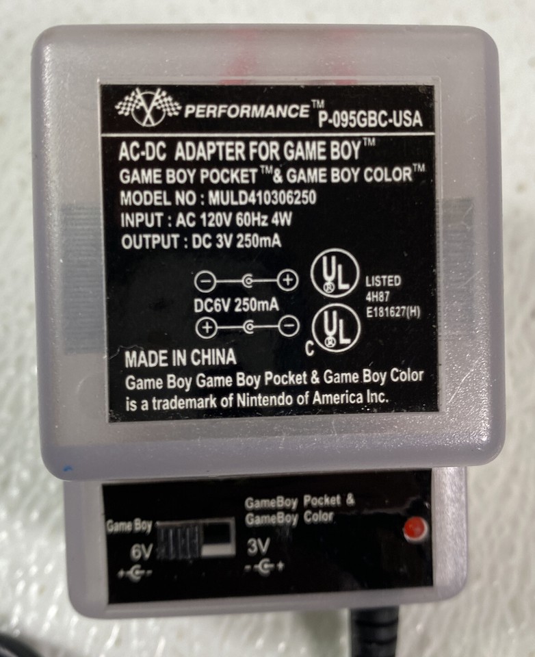 Performance 3V & 6V AC-DC Adapter For Game Boy Pocket & GB Color ...