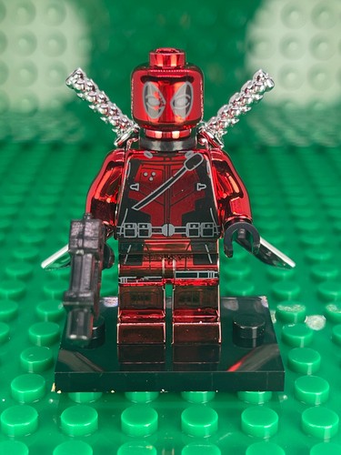 Custom Chrome (Vac-Metalized) 2" Marvel's Deadpool Brick Minifigure w ...