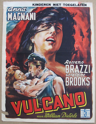 VOLCANO (1950) Belgian Poster, Anna Magnani, Rossano Brazzi, Geraldine Brooks | eBay