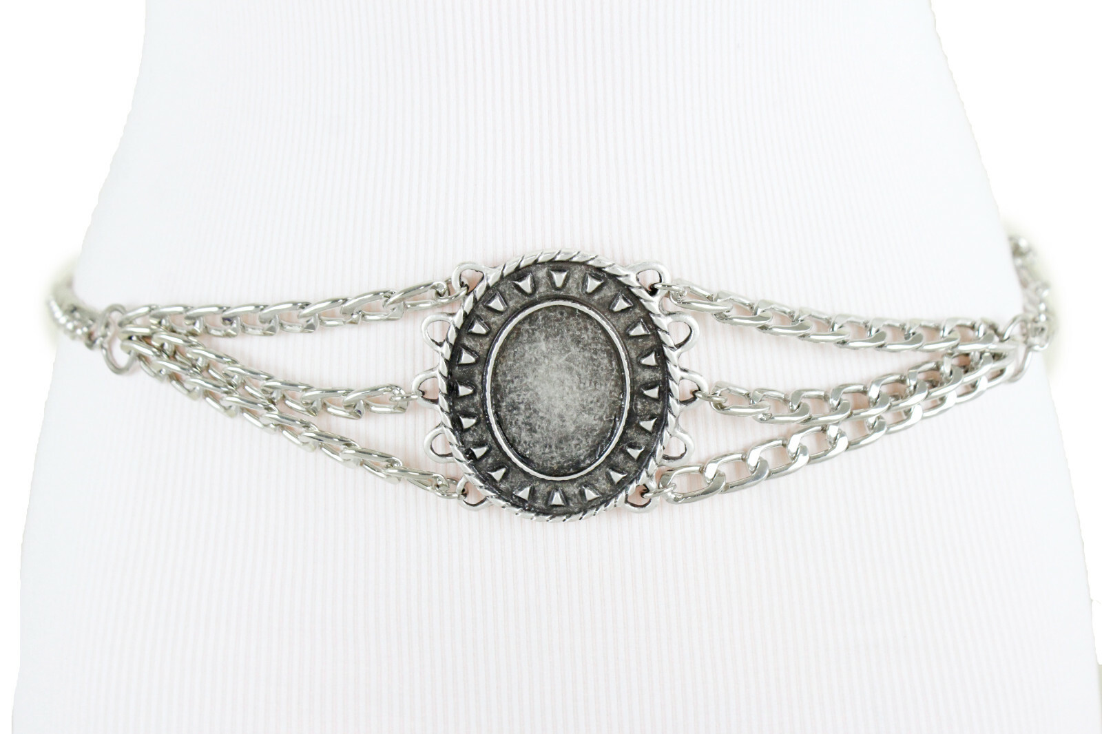 Women Fashion Belt Ethnic Style Oval Shape Charm Buckle Skinny ...