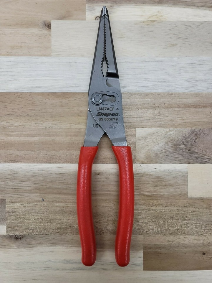 *NEW Snap On LN47ACF 9" Needle Nose/Slip-Joint Combo RED Handle Soft ...