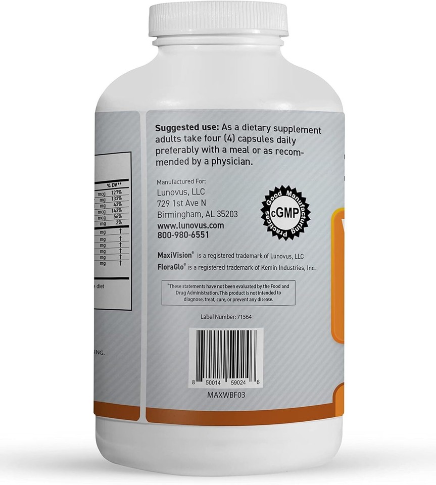 MaxiVision® AREDS 2 Whole Body Formula Eye Vitamins Lutein Zeaxanthin ...