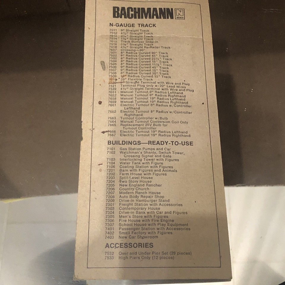 BACHMANN N SCALE TRACK 4-1/2” TRACK TERMINAL SECTION train #7622 NOS ...