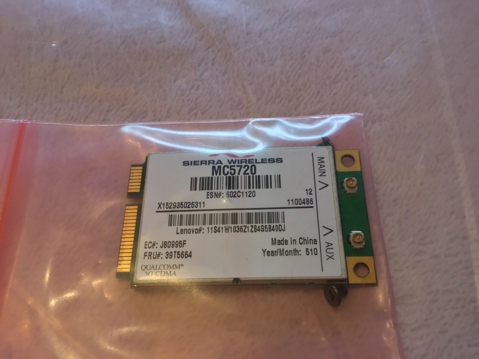 IBM ThinkPad T60 R60 X60 Z60 Verizon Sierra Wireless EVDO Card 39T5664 ...