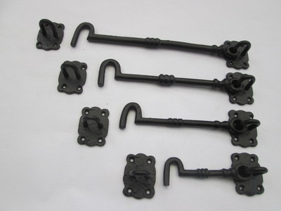 BLACK ANTIQUE FANCY CAST IRON Heavy Cabin Hook and Eye Shed Gate Door ...