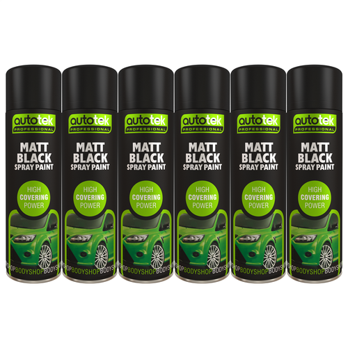 AutoTek Matt Black Multi-Purpose Aerosol Spray Paint 500ml x6 | eBay