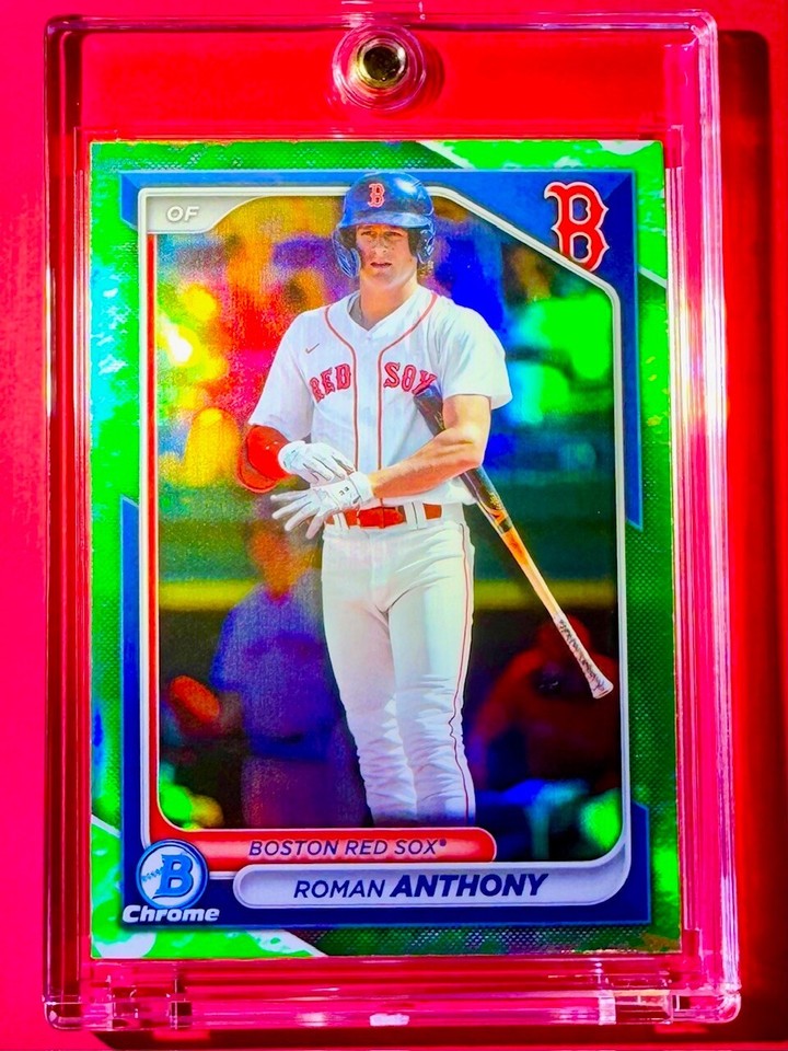 Roman Anthony RARE LUNAR GLOW REFRACTOR ROOKIE CARD BOWMAN CHROME RC ...