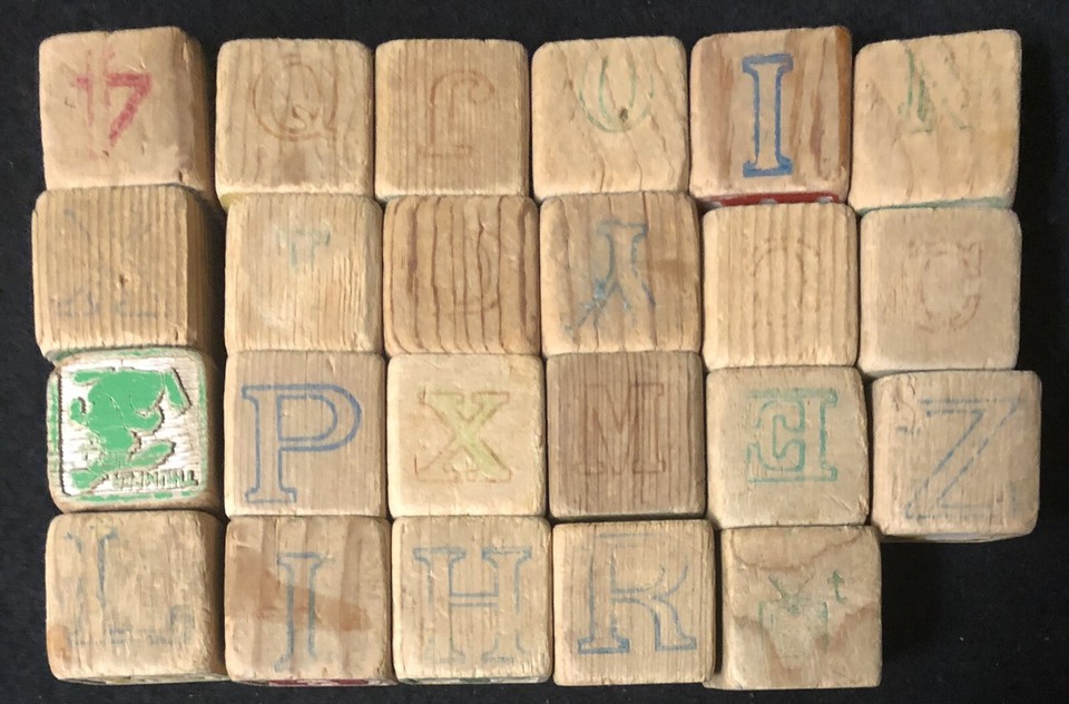 23 Antique Wooden Child’s Alphabet Blocks Movie Prop | eBay
