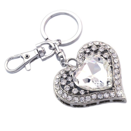 Clear Crystal Heart Charm Key Chain Ring Mother's Day Christmas ...