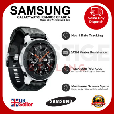 Samsung Galaxy Watch 46mm SM-R805 Smart Watch GPS LTE SILVER Grade B ...