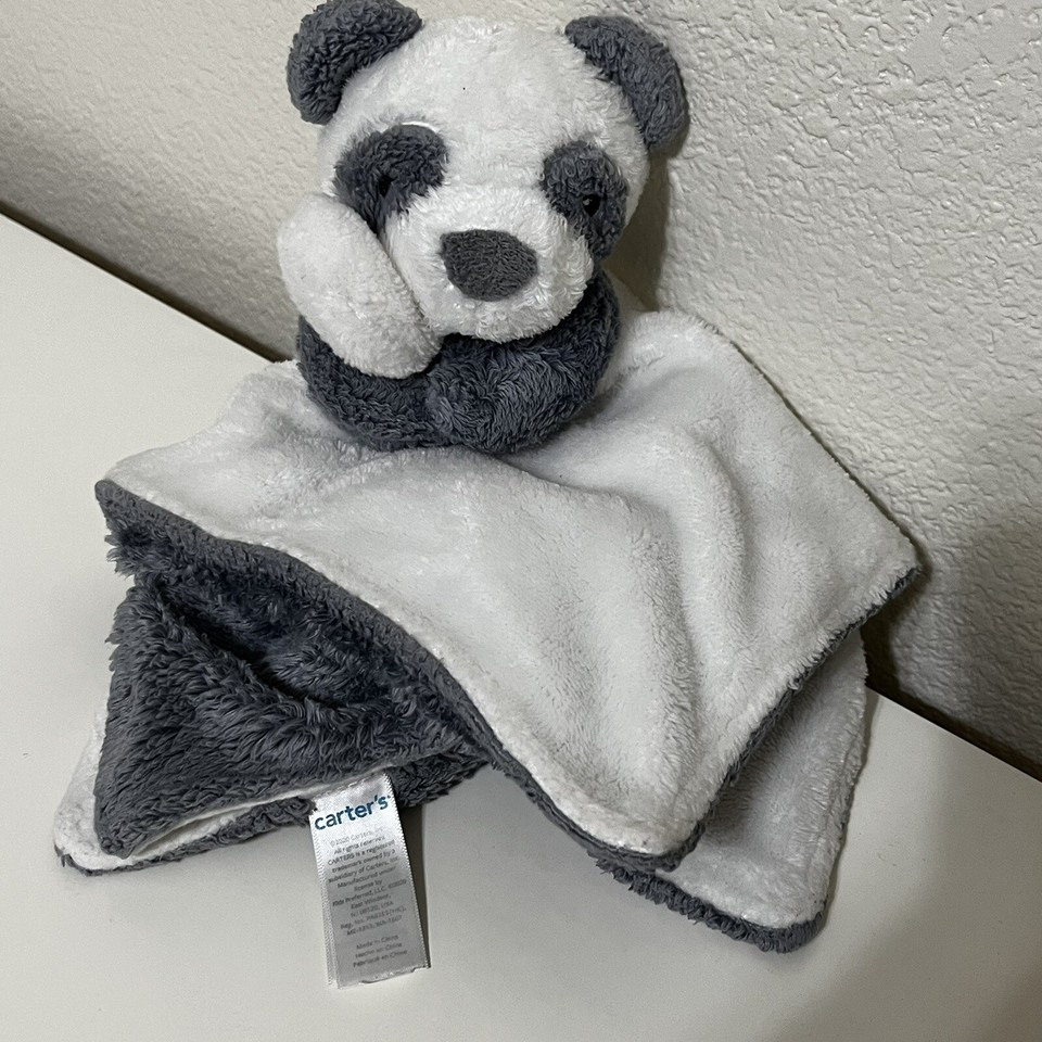 Carter's Panda Bear Security Blanket Cuddle Plush Lovey Lovie Gray and ...