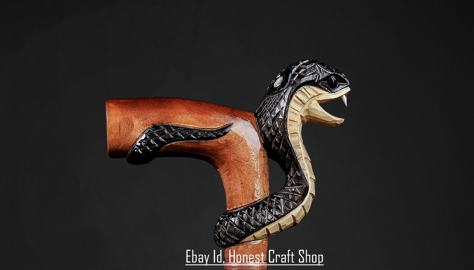 Hand Carved Snake Handle Walking Stick Walking Cane W… - Gem