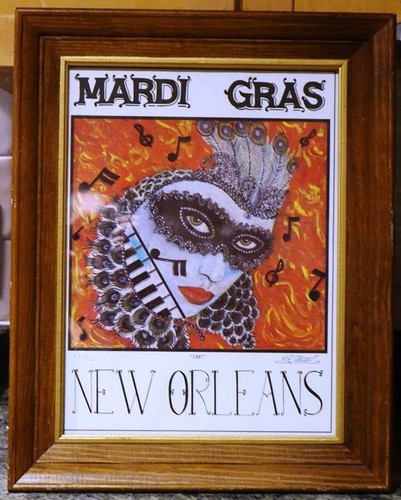George B. Luttrell New Orleans 1987 Mardi Gras Signed Matt Wood Frame ...