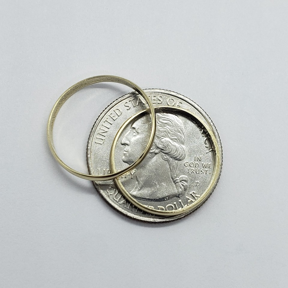 2mm 10K Solid Yellow Gold Plain Knuckle Band Simple Ring Women Sizes 2 ...