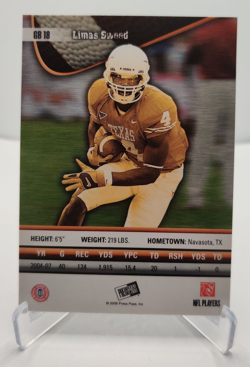 2008 Press Pass Game Breakers Limas Sweed #GB18 Rookie RC TEXAS ...