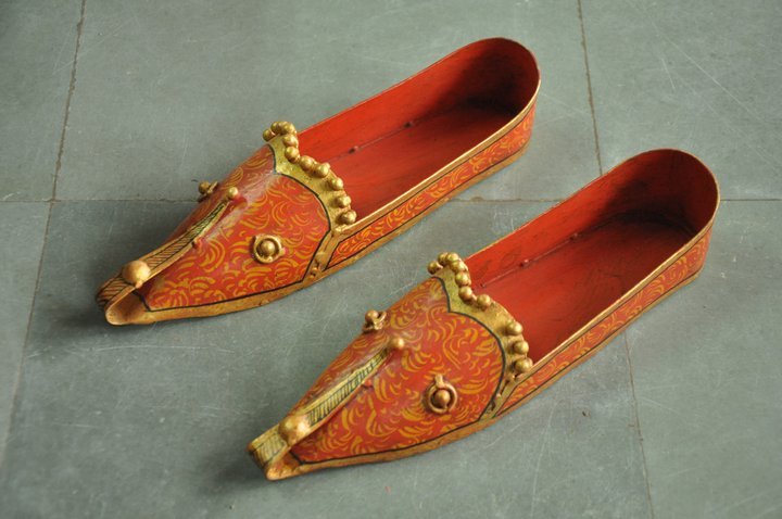 2 Pc Vintage Iron Handpainted Unique Shape Shoe/Slippers , Collectible ...