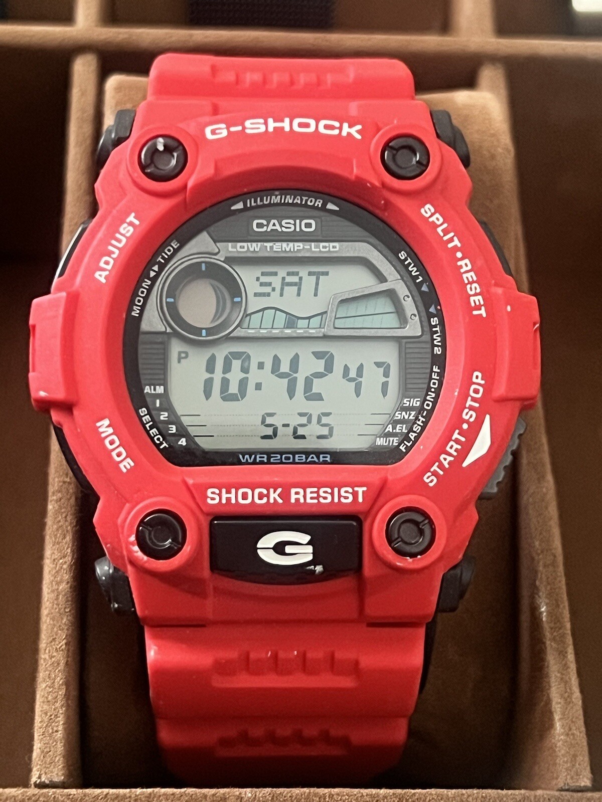Casio Men's Watch G-Shock World Timer Digital Dial Red Resin Strap ...