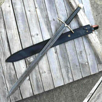 WILD BEAUTIFUL CUSTOM HANDMADE 32 INCHES LONG IN DAMASCUS STEEL HUNTING ...