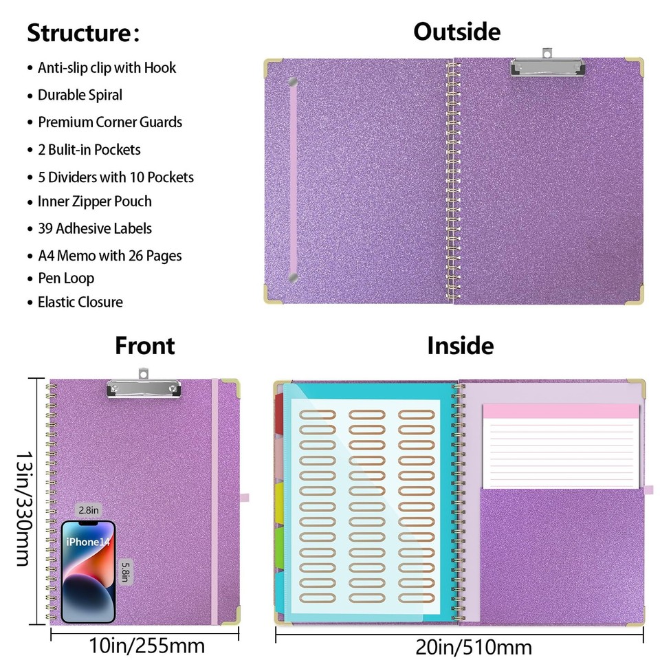 Clipboard Folio with Storage Clipboards Padfolio Notebook for Letter ...