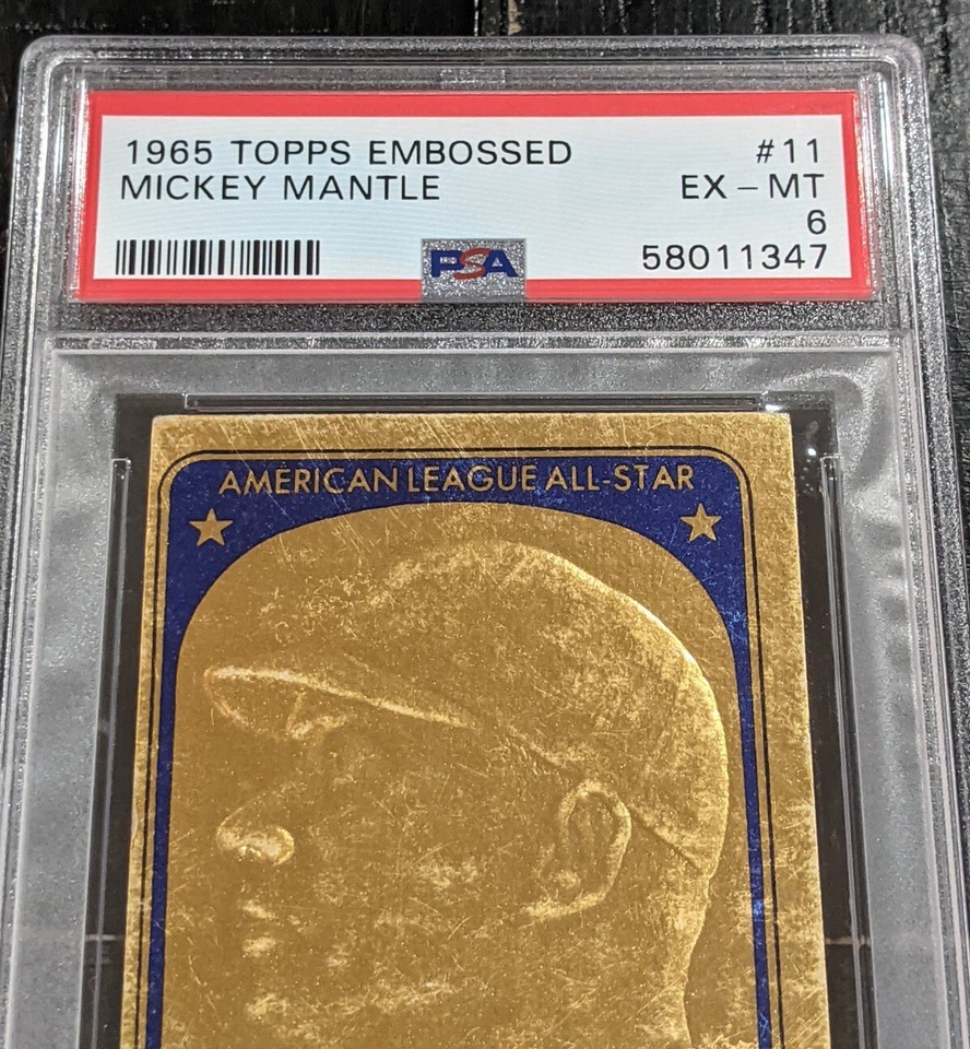 1965 Topps EMBOSSED Mickey Mantle PSA 6 EX-MT Insert #11 New York ...