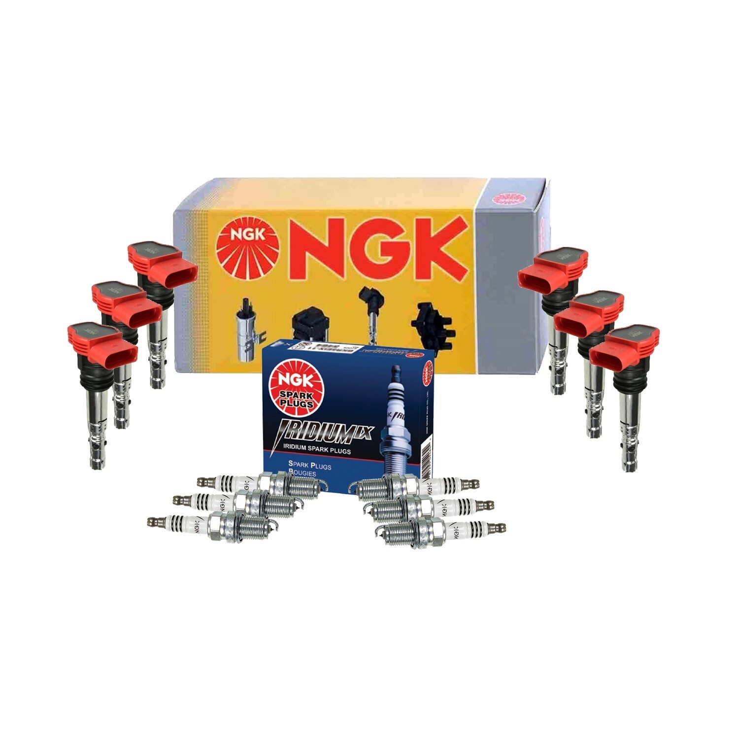 NGK 6 COP Pencil Type Ignition Coils & 6 Iridium IX Spark Plugs Kit For ...