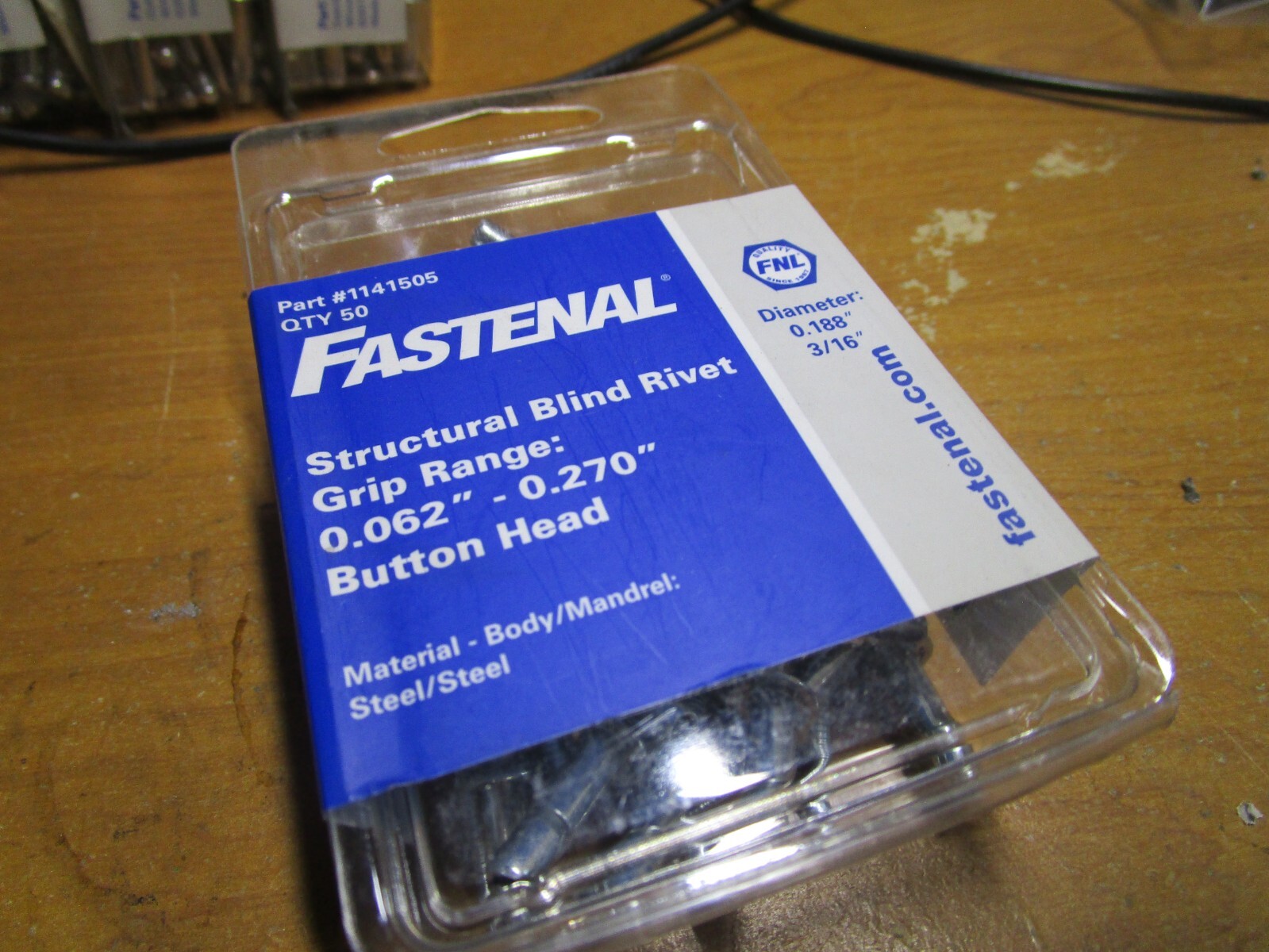 Structural Blind Rivet Dia. 0.188" (3/16") 0.062" 0.270" - BH - ST/ST ...