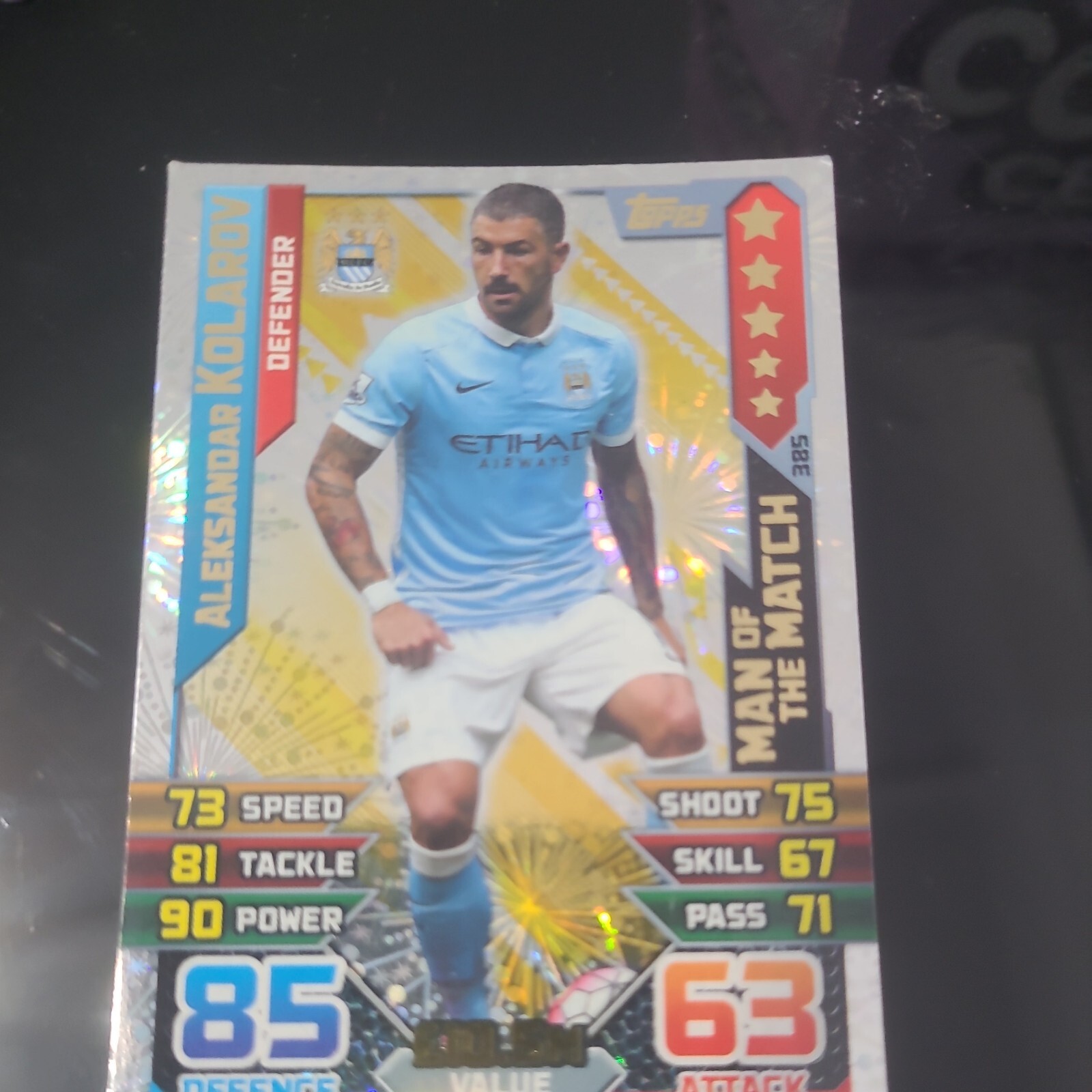Aleksandar Kolarov-MAN OF THE MATCH- 15-16 TOPPS MATCH ATTAX PREMIER ...