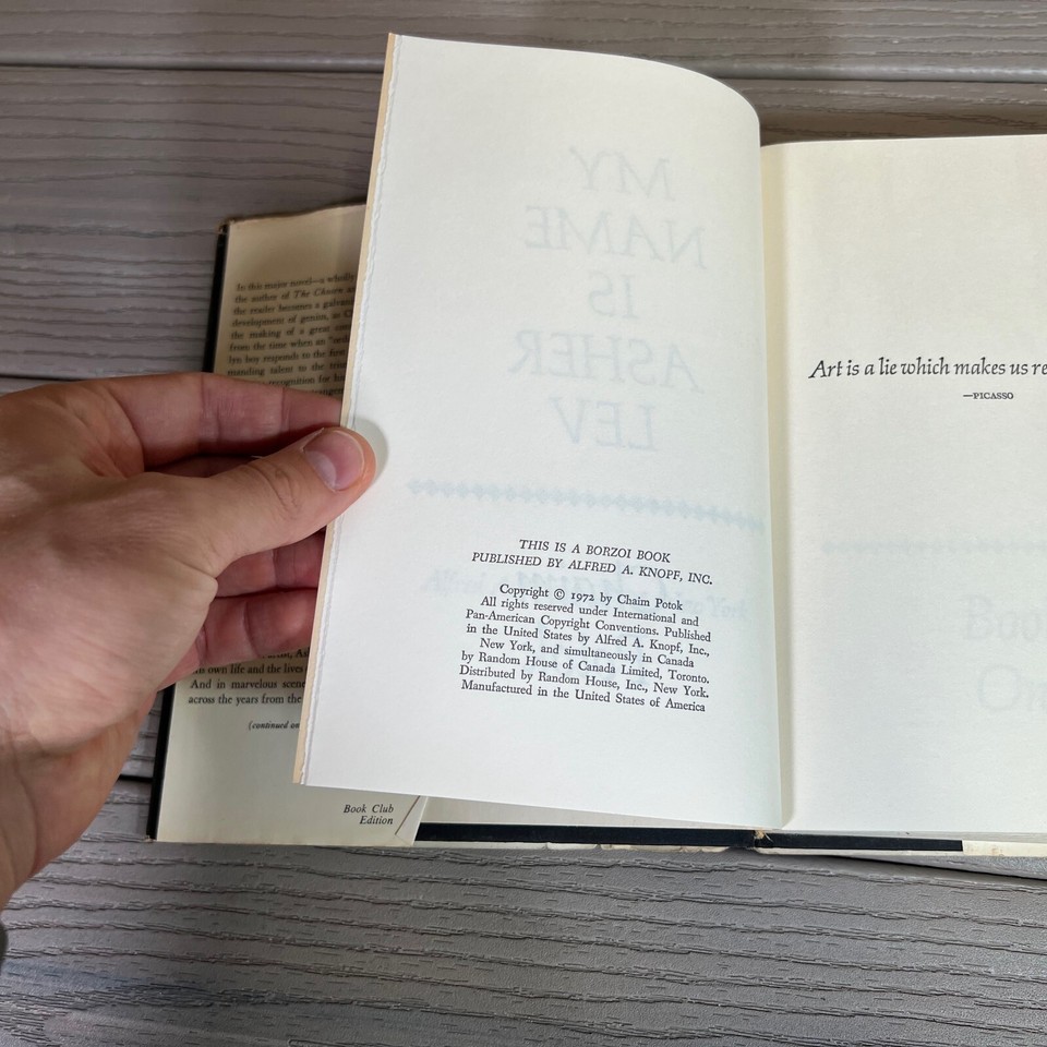 My Name Is Asher Lev by Chaim Potok (1972) Hardcover 1ST Edition , BCE ...