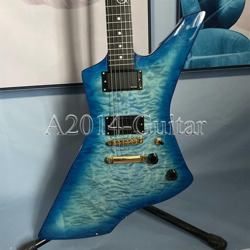Blue Quilted Maple Top Snakebyte Electric Guitar HH Pickups Mahogany ...