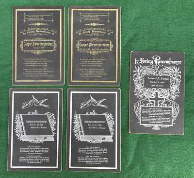 5 Antique Death Mourning "IN LOVING REMEMBRANCE " Cards Cabinet Cards ...