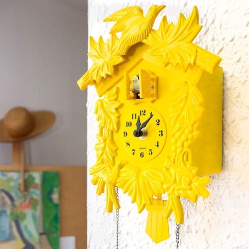 New! Bright Yellow Cuckoo Clock Wall Decor Retro Chalet Style Bird ...
