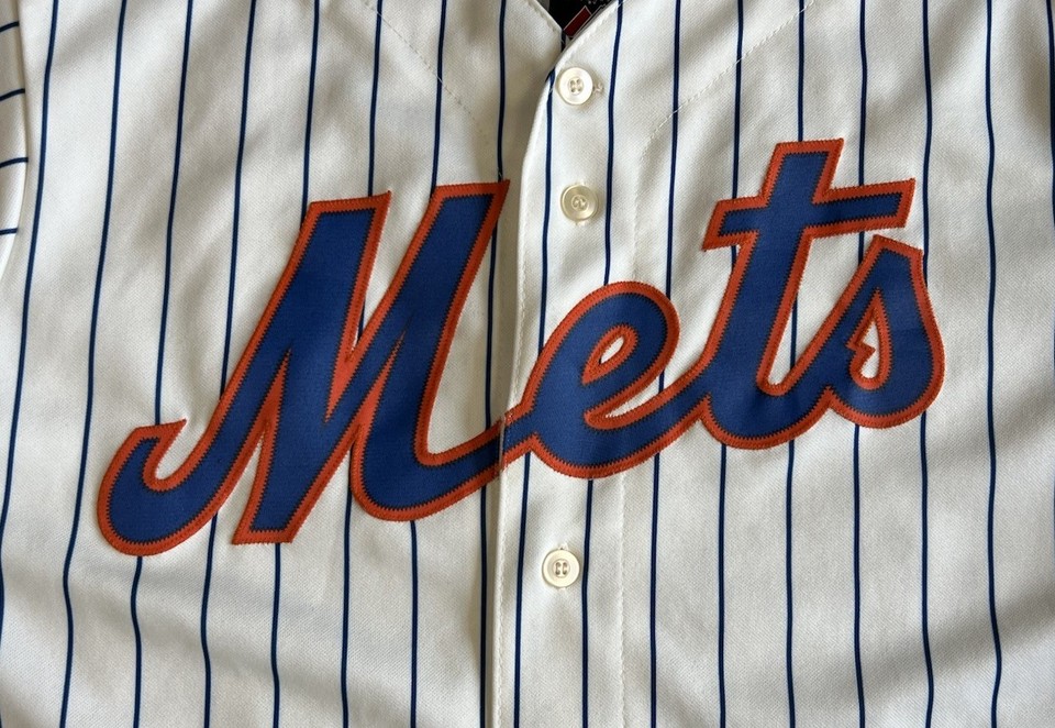 New York Mets Baseball Jersey Majestic Pinstripe Size M White Authentic ...