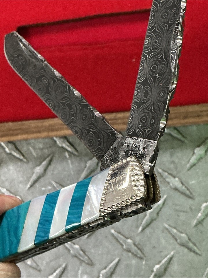 Michael J. Prater Painted Pony Case XX Damascus Trapper Knife 9254 in ...