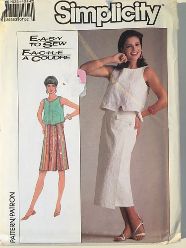 1980s Vintage Simplicity Pattern 8017 Straight Wrap Skirt Crop Top ...