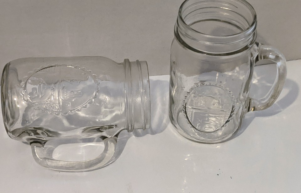 Canning Jar Drinking Glass Drinking Mug w/Handle 16 oz Set of 2 | eBay