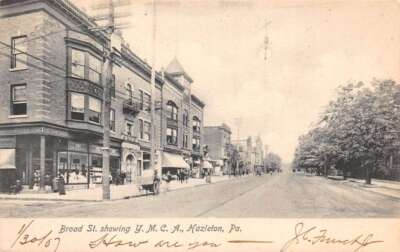 Hazleton Pennsylvania Broad Street Showing YMCA Vintage Postcard U693 ...
