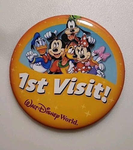 Walt Disney World 1ST VISIT Button Pin Mickey Minnie Donald Goofy Daisy ...