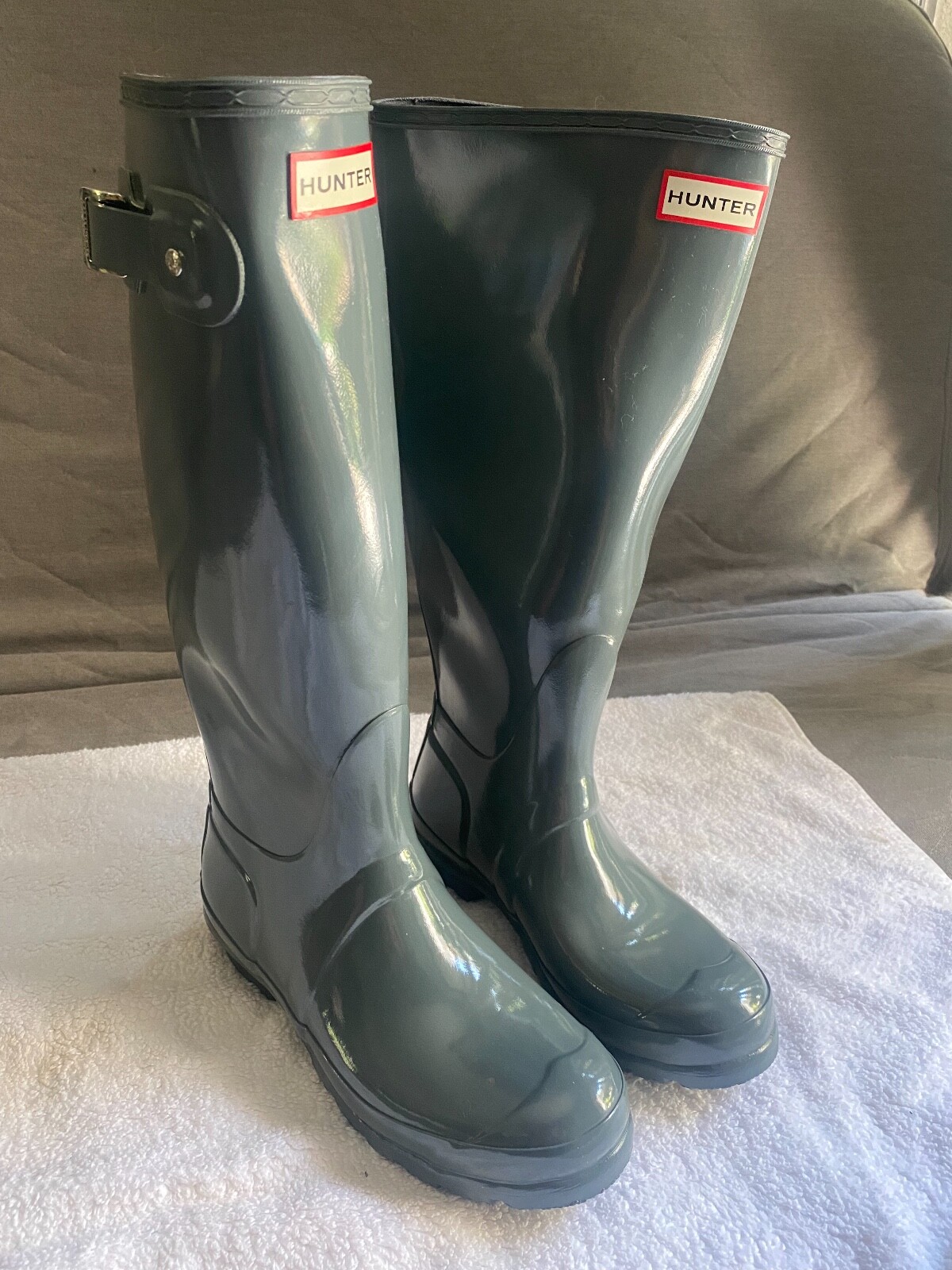 Hunter Womens Original Tall Gray Gloss Rainboots Size… - Gem