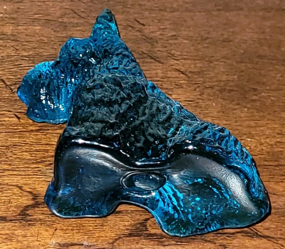 Boyd Scottie Dog Art Glass Blue Teal "Blue Flame" Duke Crystal, Vintage ...