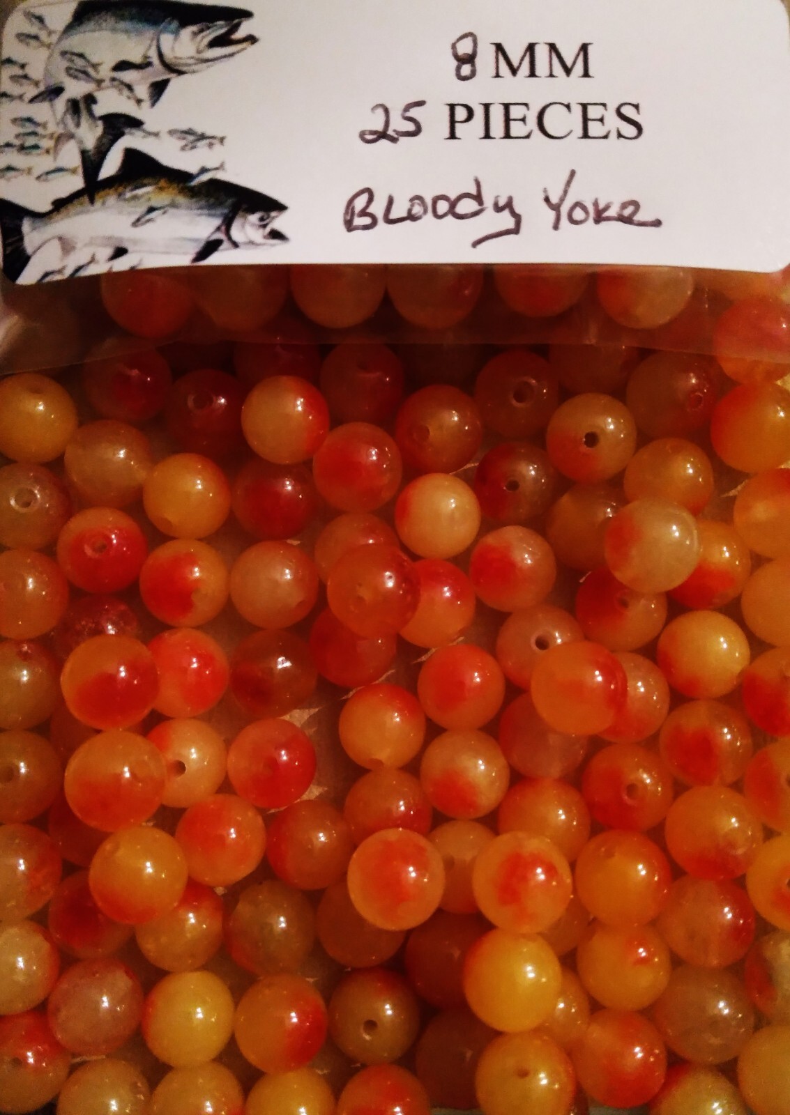 Fishing Premium Trout/Salmon/Steelhead Beads bloody yoke yellow red egg ...