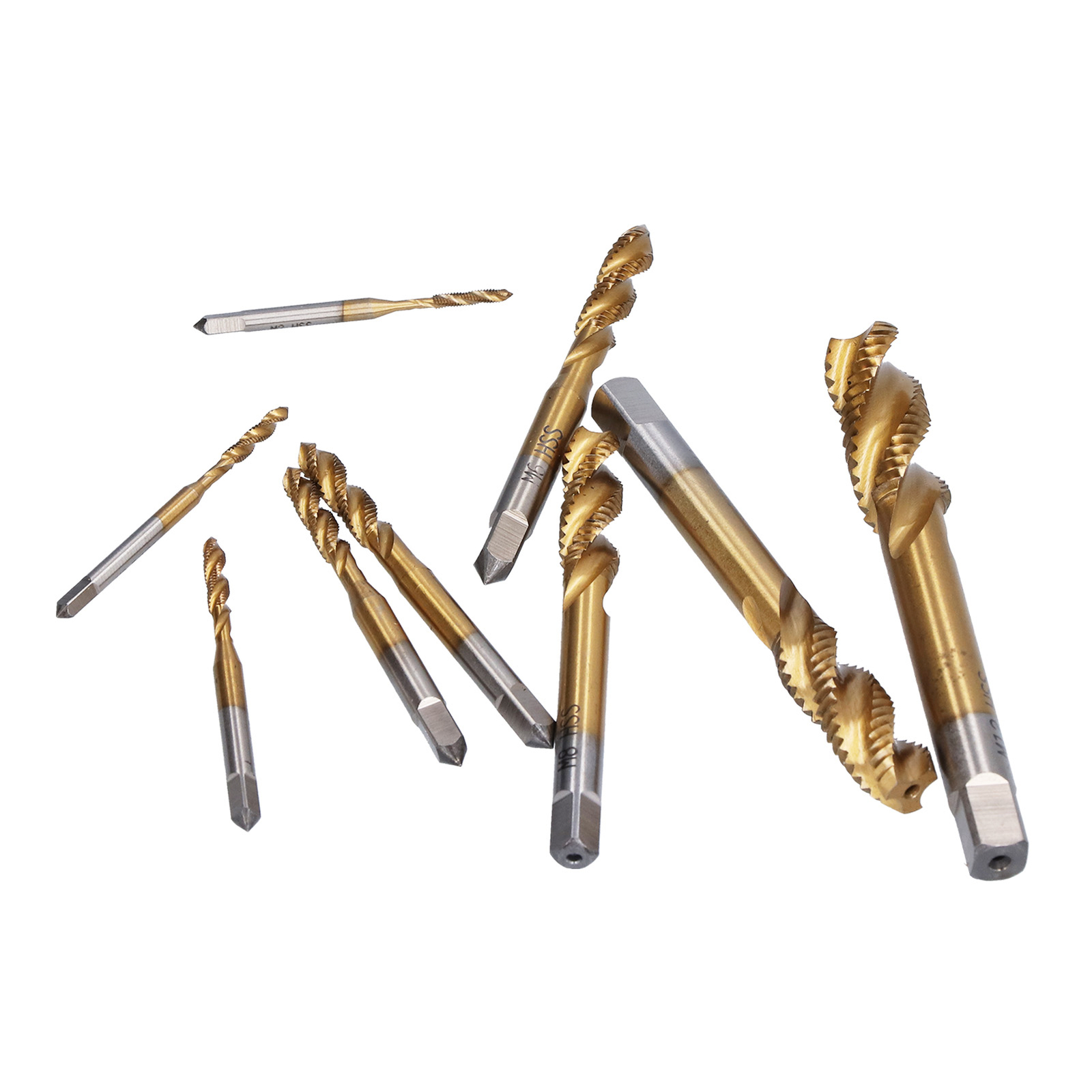 Drill Tap Bit Set 9Pcs Machine Screw Tapping Spiral Flute Taps ...