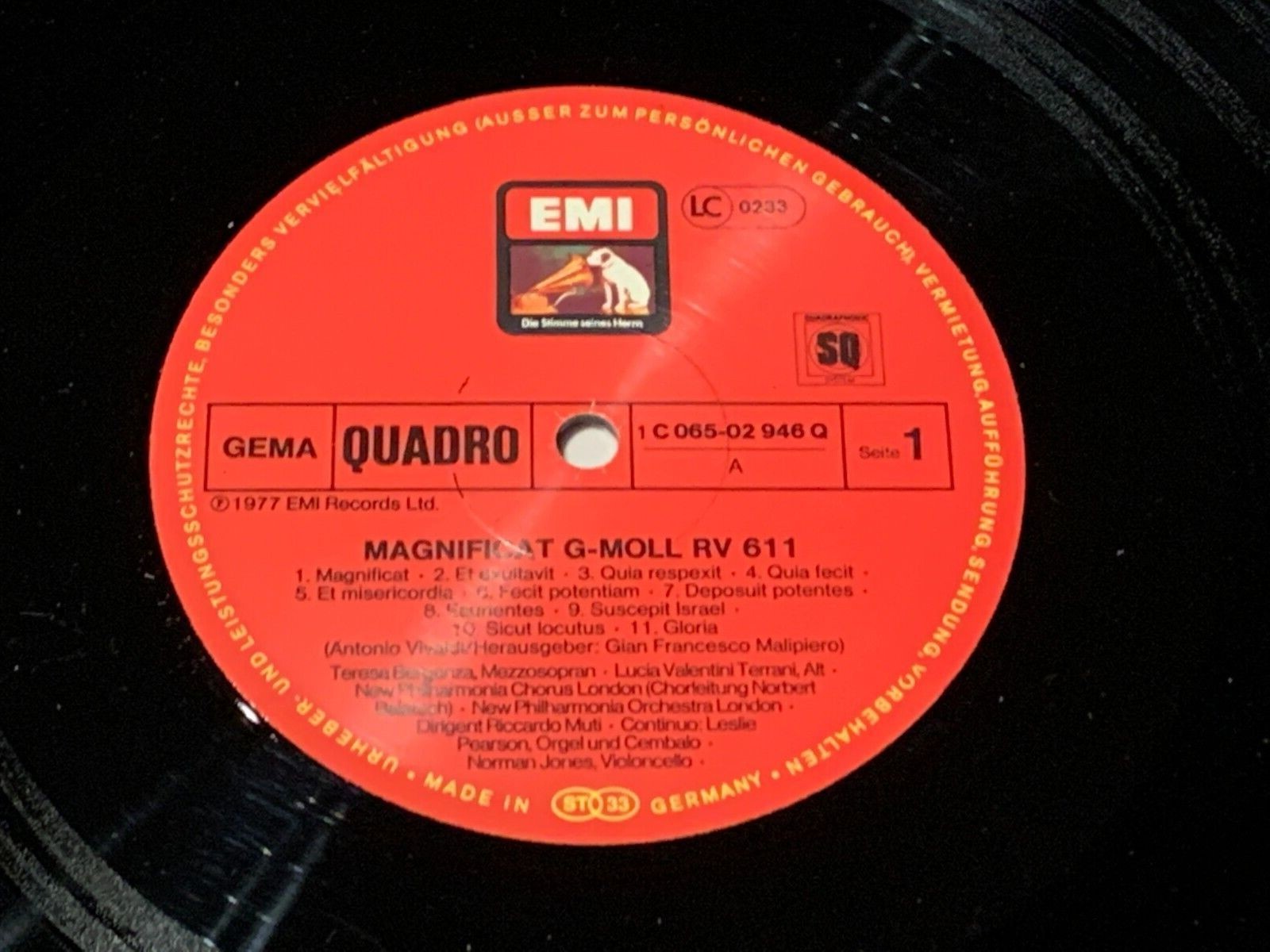 Vivaldi Gloria Magnificat RICCARDO MUTI Original 1977 EMI LP NM ...