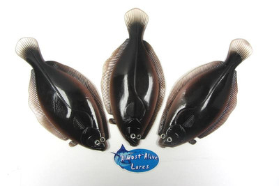 Almost Alive Soft Plastic Flounder 8" Fluke Bait Lures Dark Brown 3 ...